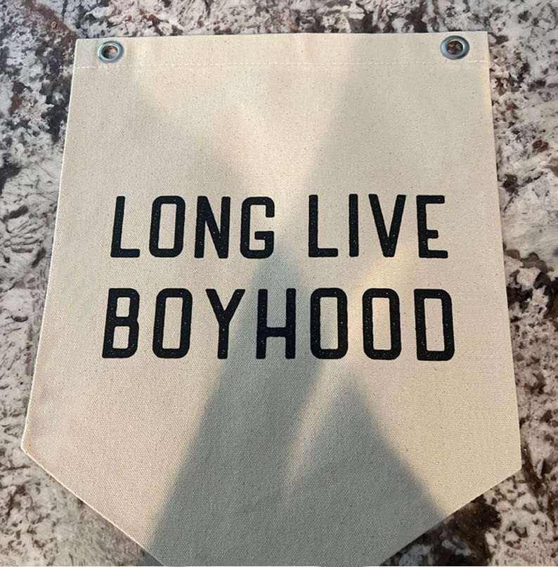 CHTech Nursery Wall Decor, Long Live Boyhood Flag Wall Art Banner, Kids Room Decor