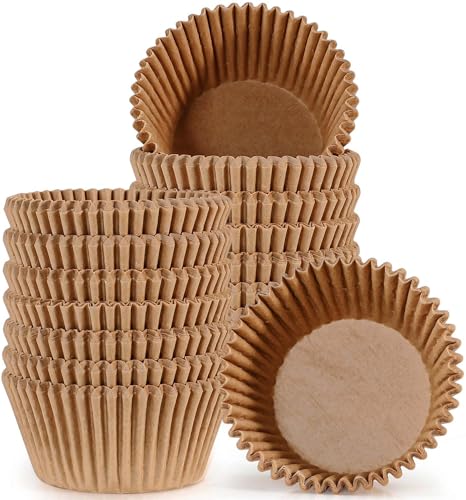 Caperci Standard Parchment Cupcake Liners for Baking 300 Pcs - Odorless Greaseproof Paper Muffin Baking Cups for Wedding Birthday Party Baby Shower Festivals (Natural)