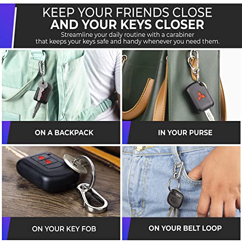 Keychain Clip Carabiner - Zinc Keychain with Key Carabiner to Keep Your Keys Right Where You Need Them - Multipurpose Secure Keyring