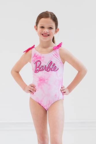 Barbie Little Girls One Piece Bathing Suit Tie Dye Pink 5