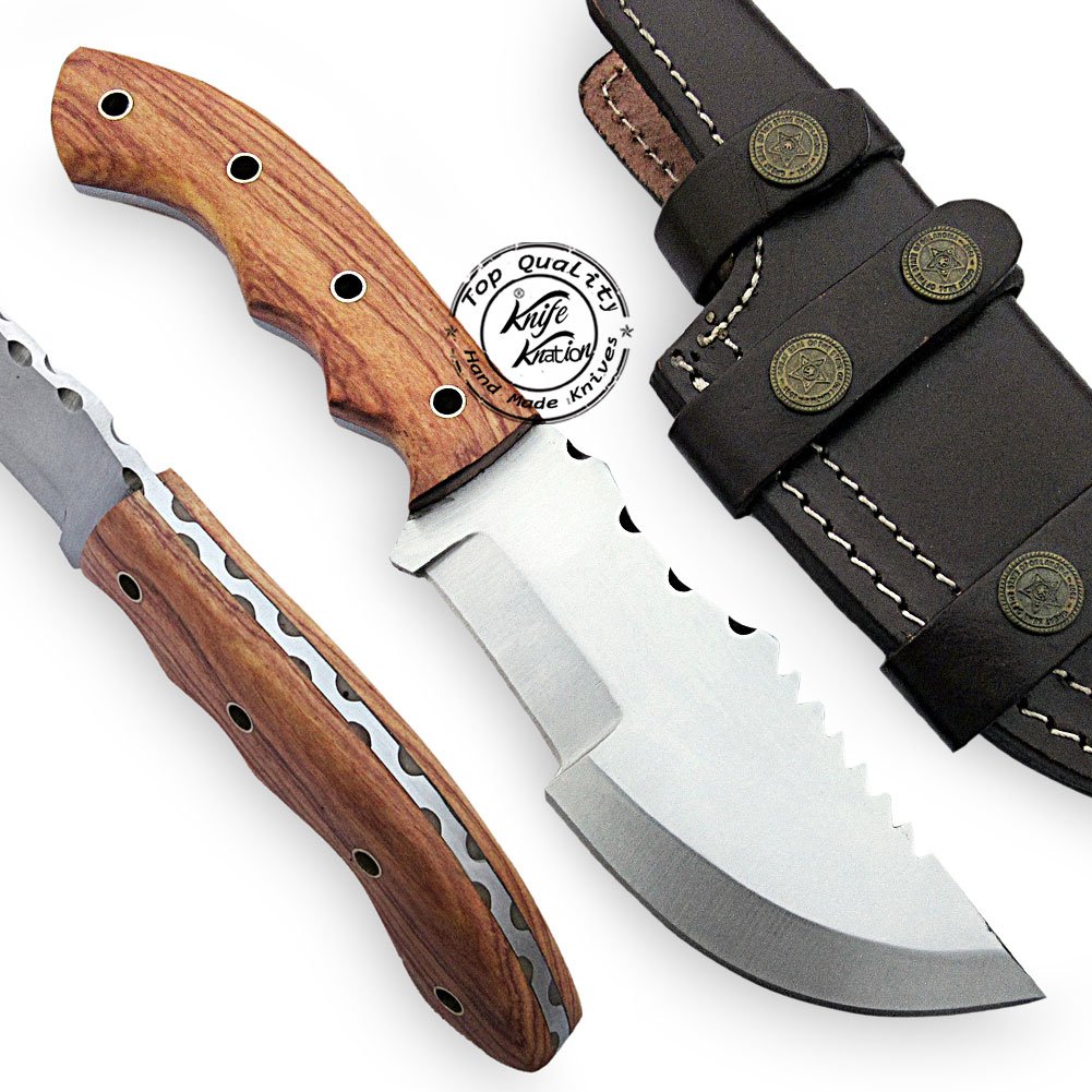 Beautiful Olive Wood Handmade D2 Steel Tracker Hunting Knife Prime Quality