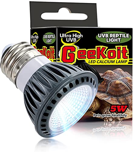 GeeKoit Premium High-Intensity UVB Reptile Light for Optimal Calcium Metabolism,5-Watt 10.0 Desert UVB Light Ideal for Desert-Dwelling Reptiles Bearded Dragons Tortoises (Desert 10.0 UVB)