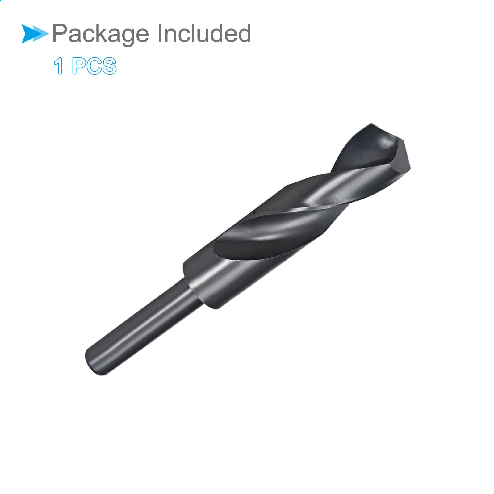 CoCud Reduced Shank Drill Bit, 27mm Cutting Edge 1/2" Shank, Nitride Coated High Speed Steel 6542 Twist Drill Bits - (Applications: for Stainless Steel Metal Wood)