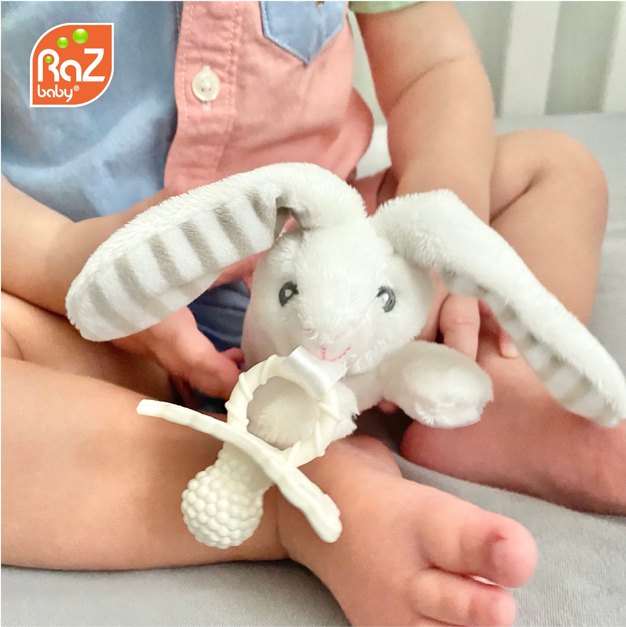 RaZbaby RaZbuddy RaZberry Teether/Pacifier Holder w/Removable Baby Teether Toy - 0M+ - Bpa Free - Monkey