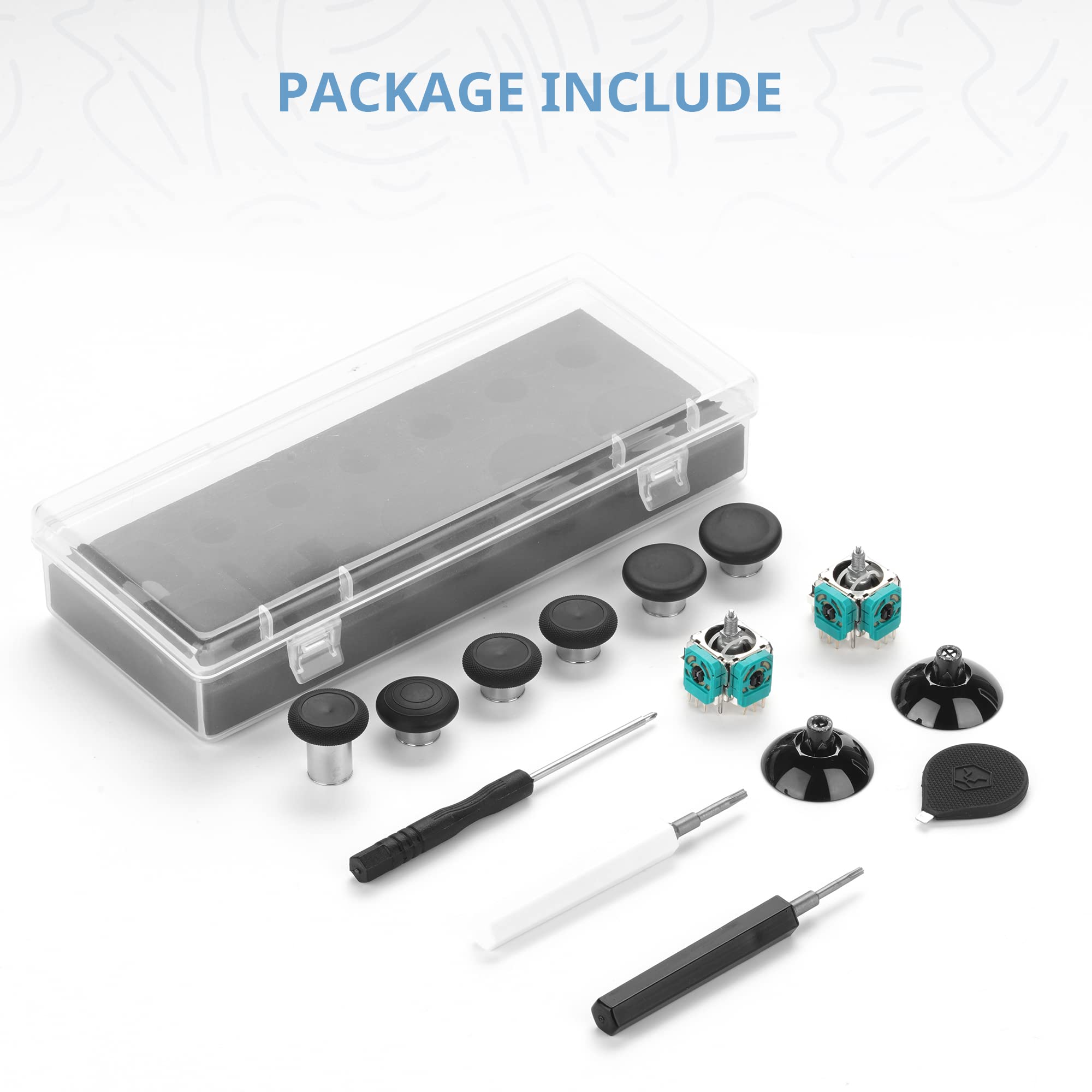 Replacement Thumbsticks 3D Analog Sticks for Xbox Elite Controller Series 2. 14 in 1 Repair Kit with T6 T8 Screwdriver and Swap Magnetic Joystick for Xbox One Elite Controller