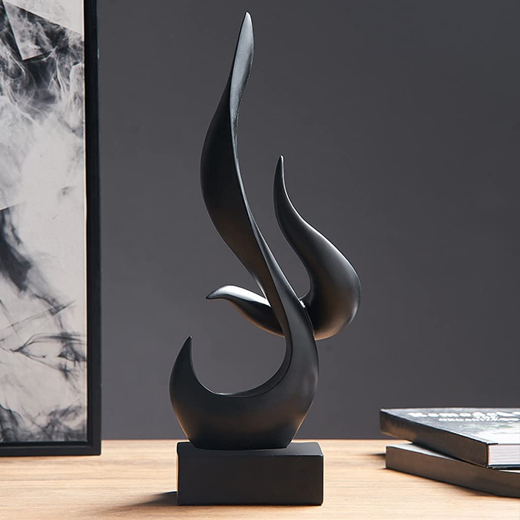 Resin Art Statue Minimalist Figurines Abstract Sculpture Desk Table Sculpture Ornaments for Home Bedroom Living Room Garden Office - Black