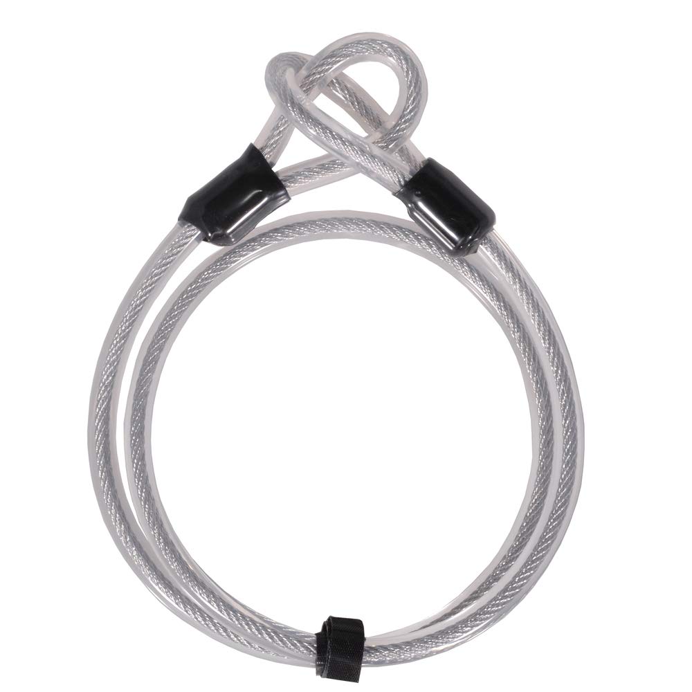 Bike Lock Cable Double Loops Bicycle Cable Steel Flexible Security Cycling Cable Safety Long Cables Lock Tool for Outdoor Riding Sport (120CM/4ft,Silver)