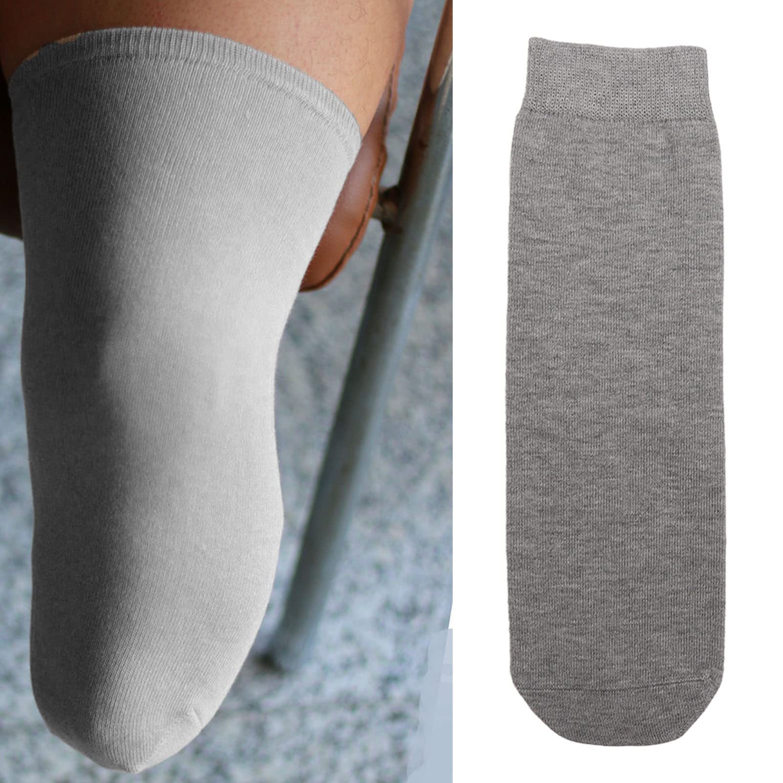 below Knee Compression Shrinker,5pcs Prosthetic Limb Socks,Grey Thickened Elastic Stump Cotton Socks for Amputee Care(M)