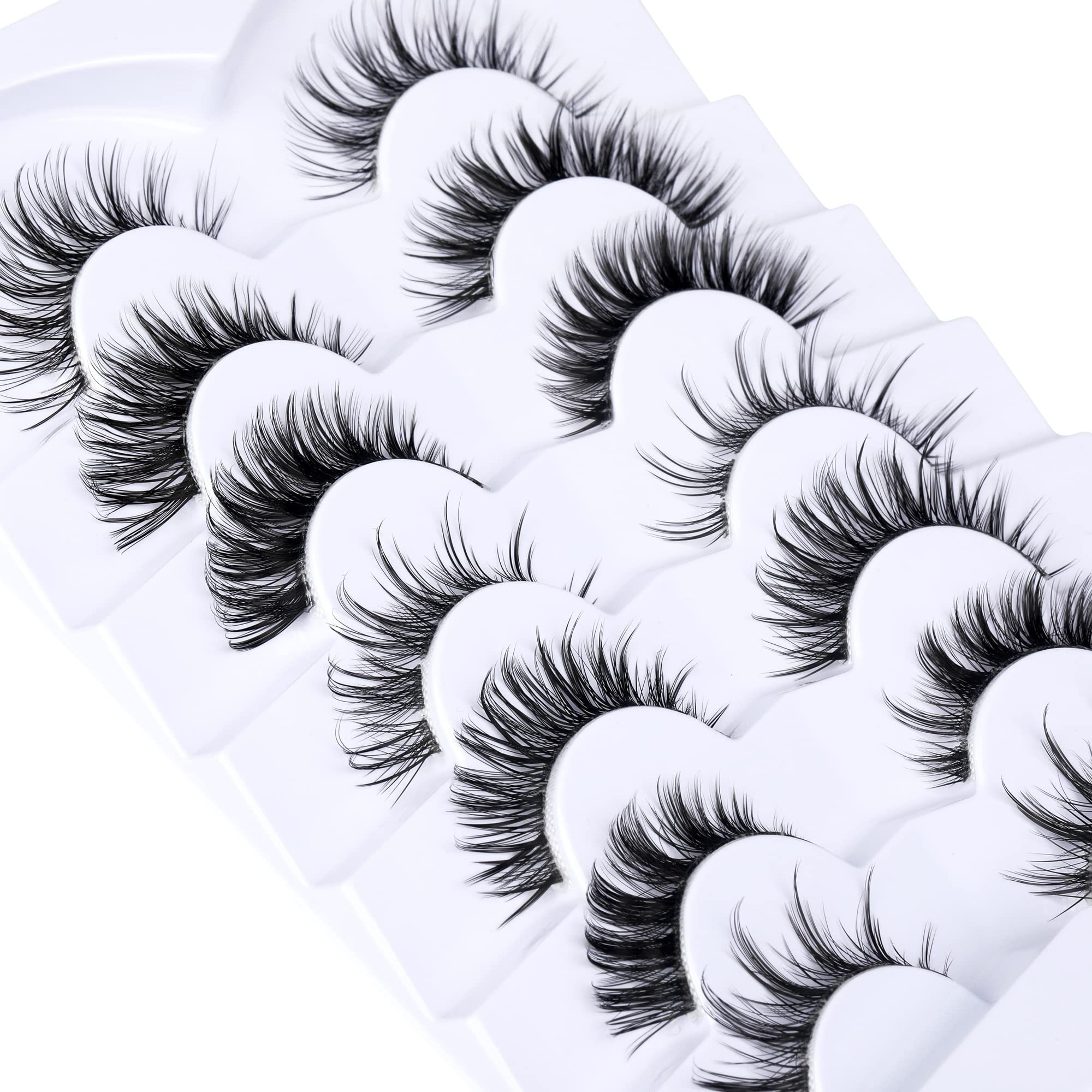Clear Band Cluster Lashes Individual DIY Eyelash Extension 7 Styles Lashes Natural look Wispy Manga Lashes Individual Pawotence 16mm 17mm Soft Reusable False Eyelashes 7 Pairs Pack