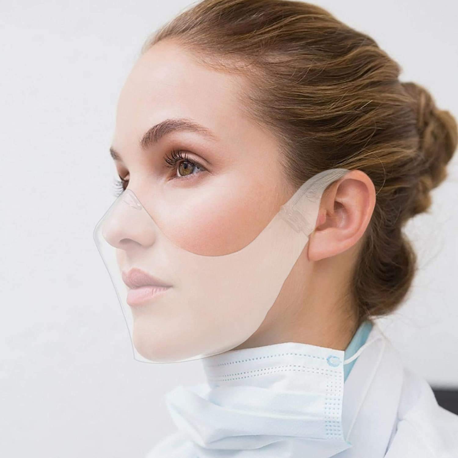 DIGIGRE 2PCS Transparent Face Shield, Lightweight Anti-Fog Protective Face Mask, Durable Breathable Visible Expression Face Mask, Plastic Reusable Washable Clear Face Shield for Men and Women