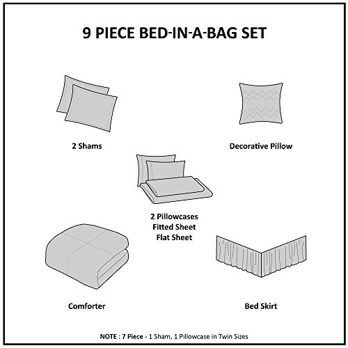 Intelligent Design Complete Bed In A Bag Casual Boho Comforter with Sheet Set Decorative Pillow, All Season Bedding Set, Queen, Tulay Purple 9 Piece