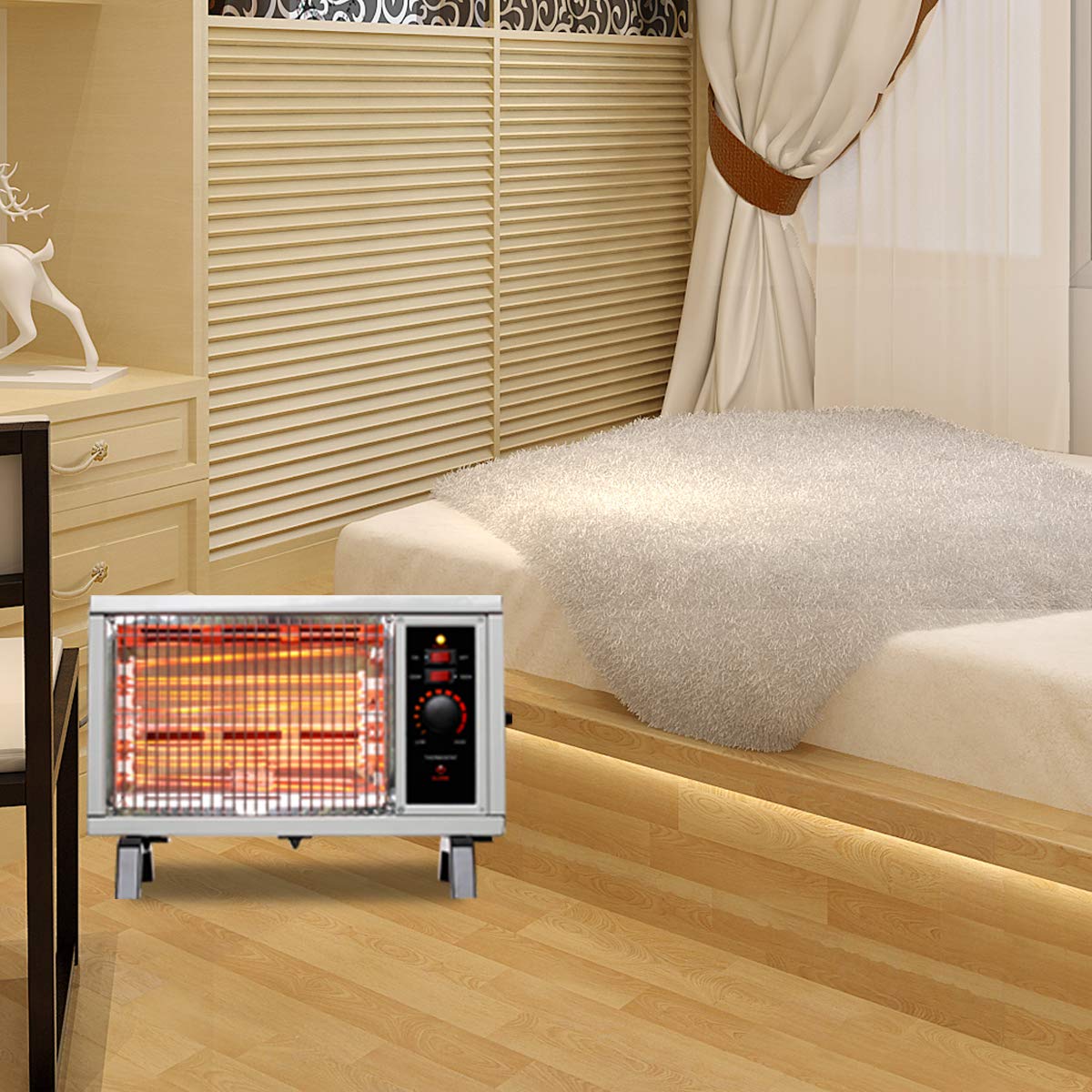 Homeleader ETL Portable Radiant Heater, Indoor Safe Heater 1250W/1500W, Rapid Heating with Adjustable Thermostat, for Garages, Workshops, Warehouses, Bedroom