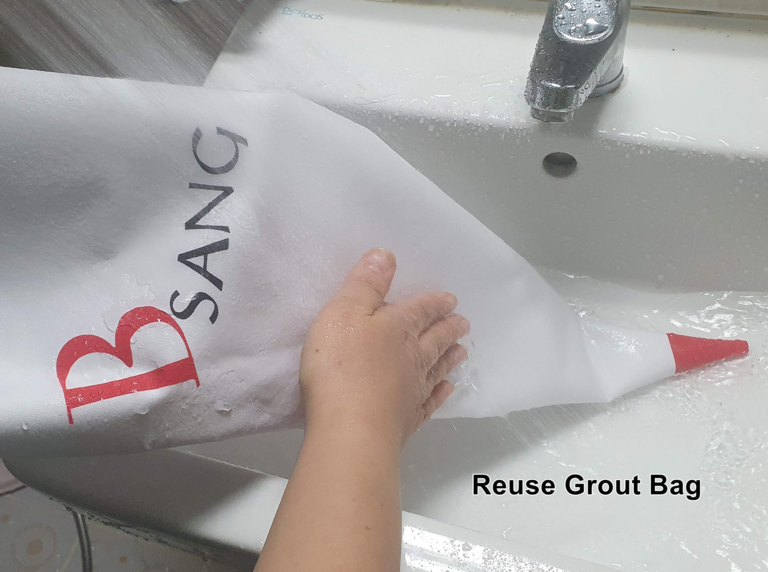 BSANG Tile Grout Masonry Mortar Bag, 13" by 24" Heavy Duty Vinyl Cement Piping Tool Tear Resistant Tip, Cement Sealer Bag (2-Pack)