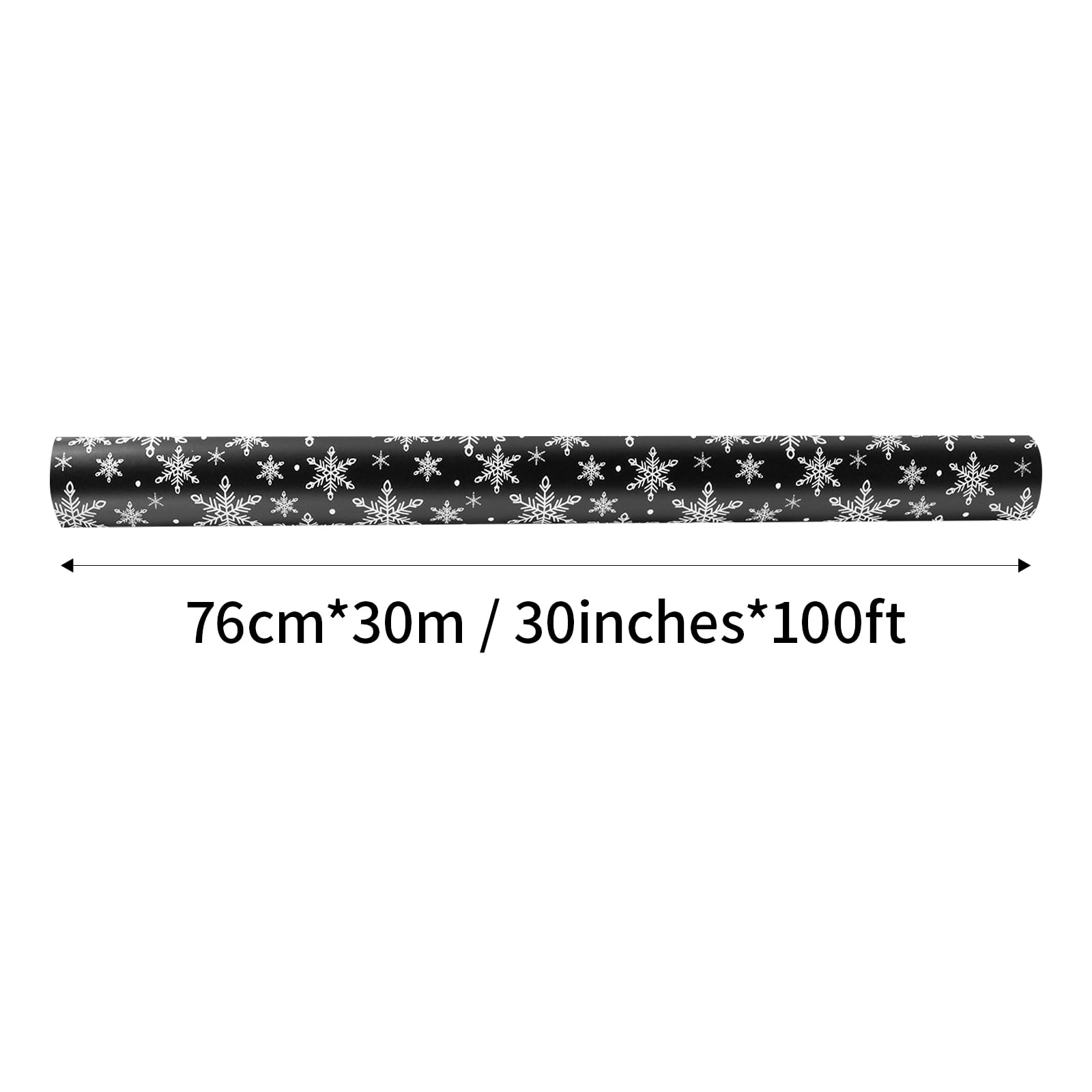 FIEHALA Reversible Christmas Wrapping Paper Jumbo Roll - Black Buffalo Plaid & Snowflakes Patterns - 30 inches x 100 Feet