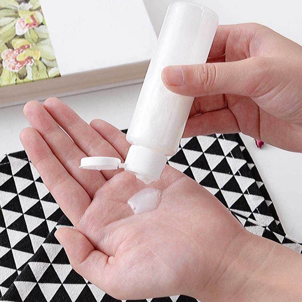 Bekith 40 Pack 1 oz Plastic Empty Bottles with Flip Cap, Small Refillable Travel Bottles Leak Proof Travel Size Containers for Shampoo, Liquid Body Soap, Lotion