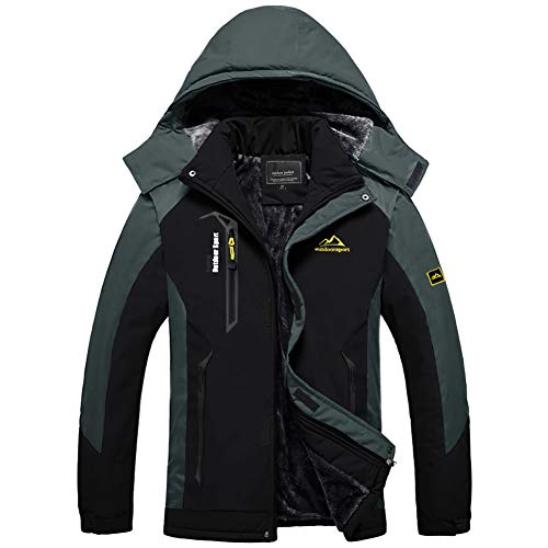 BIYLACLESEN Waterproof Jacket for Men Outdoor Jacket Warm Jacket Fleece Lined Jacket Hiking Jacket Fishing Jacket With Hooded Coats Anorak Jacket