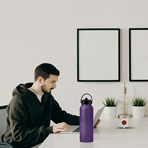 HKM Brothers Insulated Stainless Steel Water Bottle β Straw-Spout-Handle Lids, Vacuum Wide Mouth GalonWater Bottles β Ring-Collapsible β Straw Lids