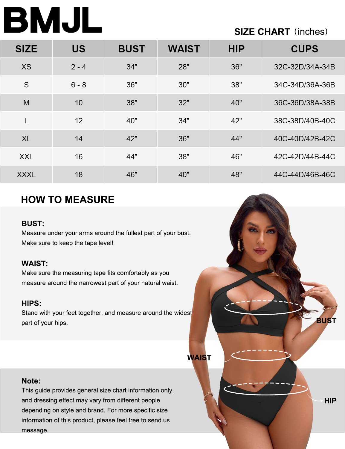 BMJL Womens High Waisted Bikinis Sets Two Piece Swimsuits Sexy Cross Criss Cutout Bathing Suits(M,Black