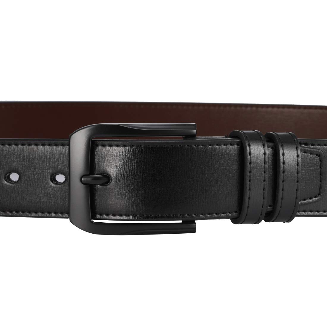 beltox fine Men’s Casual Leather Jeans Belts 1 1/2” Wide 4MM Thick Alloy Prong Buckle Work Dress Belt for Men(Black Belt with Black Buckle,36-38)