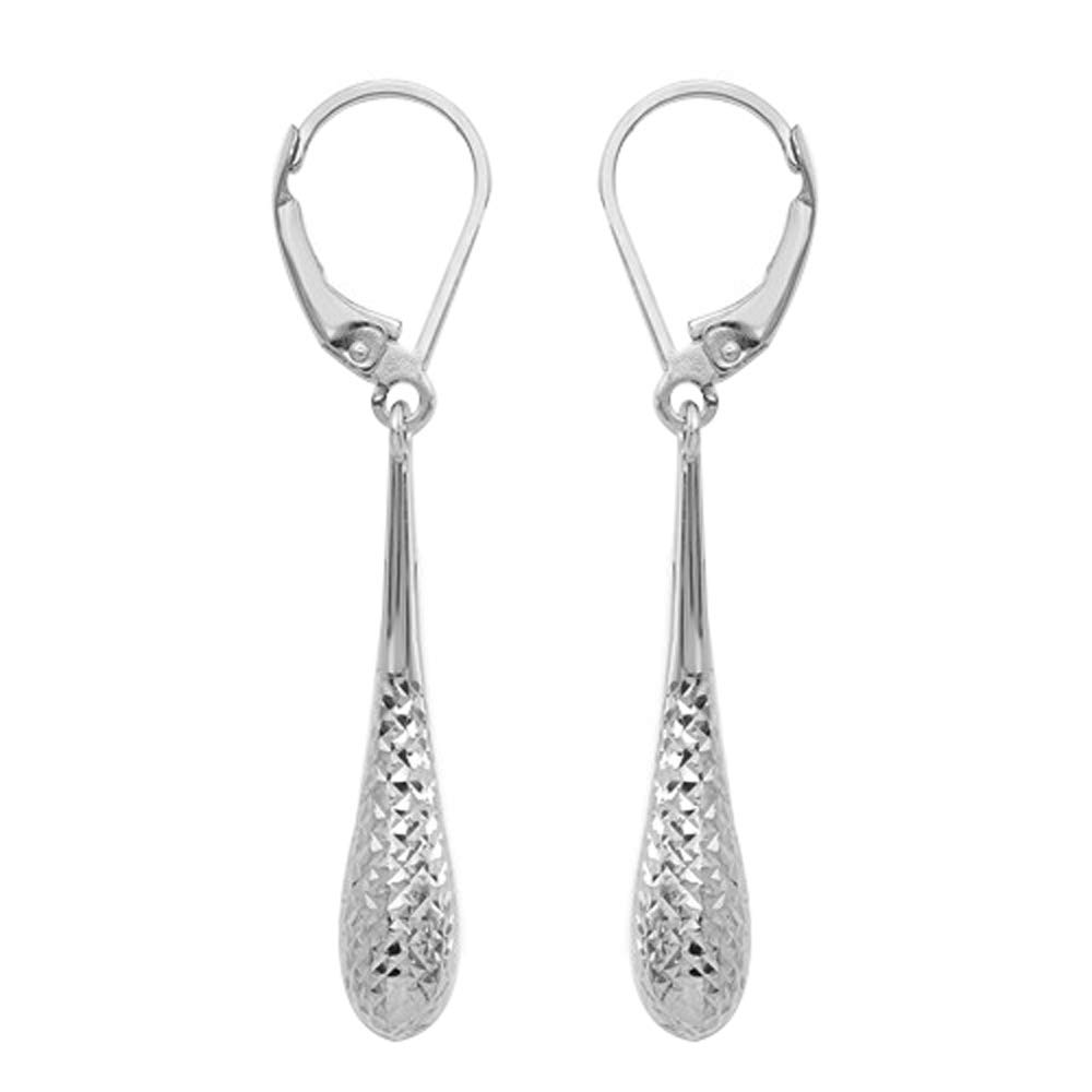 LeCalla 925 Sterling Silver Leverback Drop Earrings | Silver Drop Dangle Earring Jewelry | Diamond-Cut Leverback Earrings for Women - 32mm