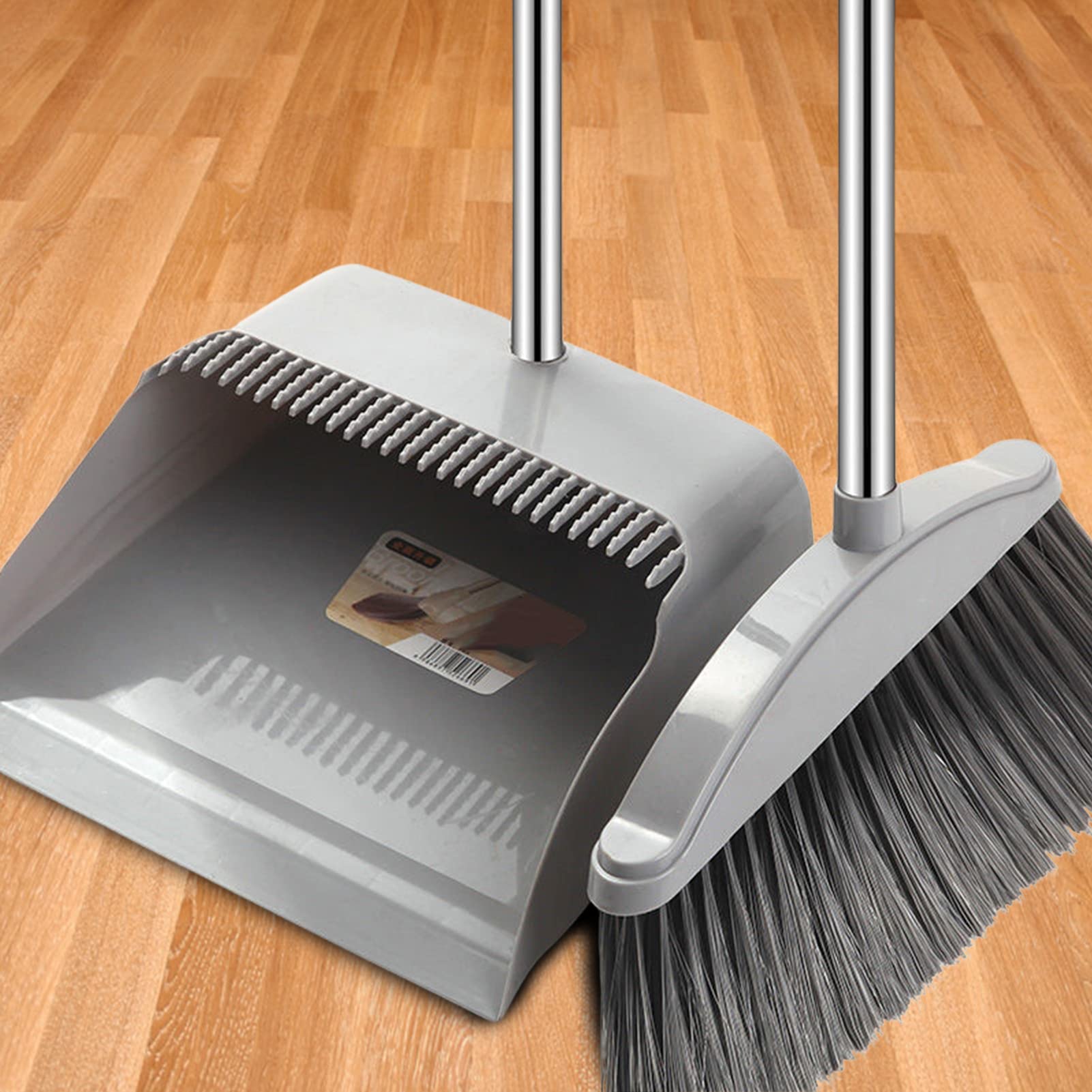 Broom Dustpan Comb Set, Broom and Dustpan Set, Long Handle Broom with Standing Dustpan Broom with Dustpan Upright Standing Dustpan Combo and broom set