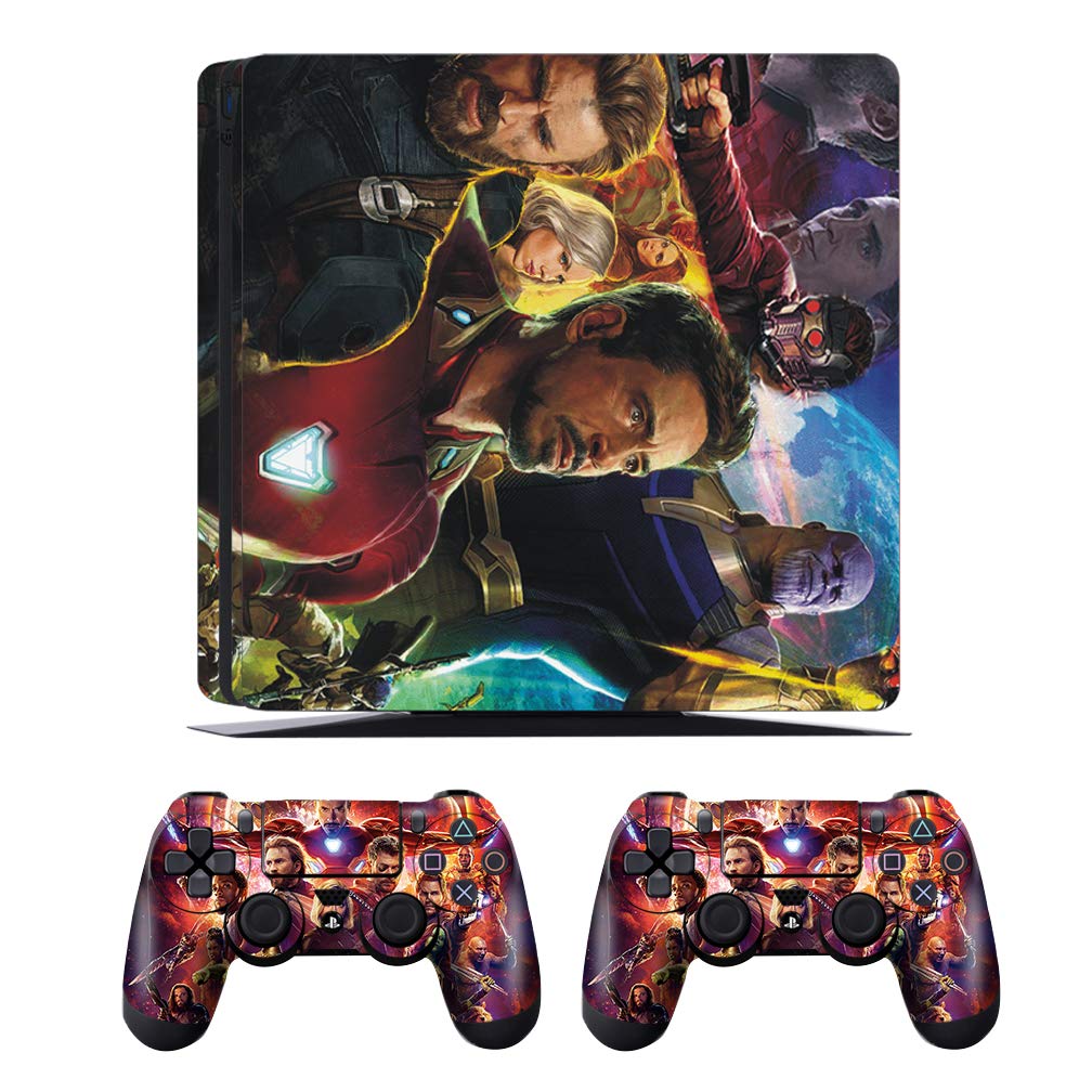 PS4 Slim Skins - Decals for PS4 Controller Playstation 4 Slim - Stickers Cover for PS4 Slim Controller Sony Playstation Four Slim Accessories with Dualshock 4 Two Controllers Skin - Ironman