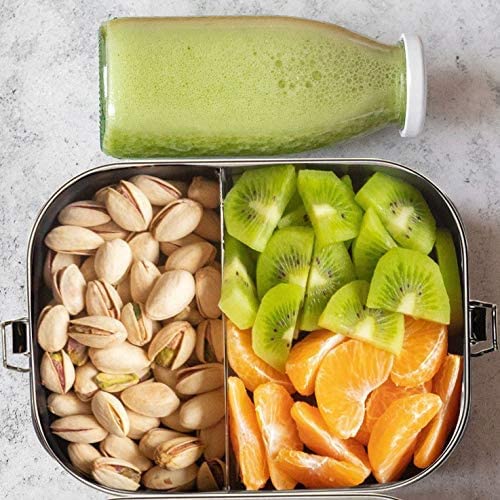 G.a HOMEFAVOR Divided Stainless Steel Bento Box, 2 Compartments Lunch Box, Lock Clips Design, 1200ML Metal Lunch Box Containers, Steel Lunch Box, Sandwich Container - Dishwasher Safe - Leak Proof