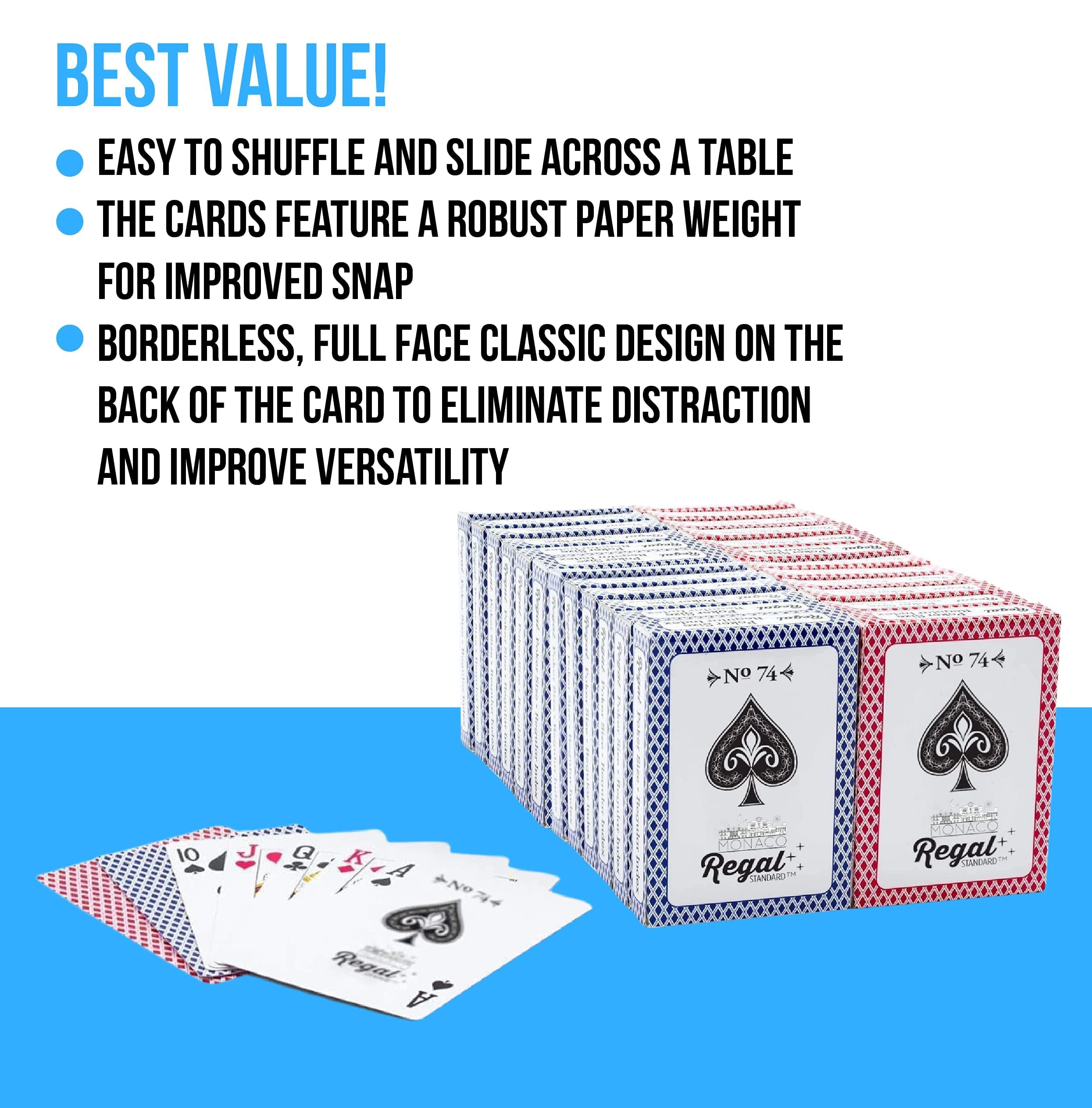 Regal Games - Bulk Playing Cards Set for Adults & Professionals - 24 Standard Decks, Large Print Deck of Cards - Blackjack, Euchre, Canasta, Poker Cards - Fun & Travel Playing Cards (24 Pack)