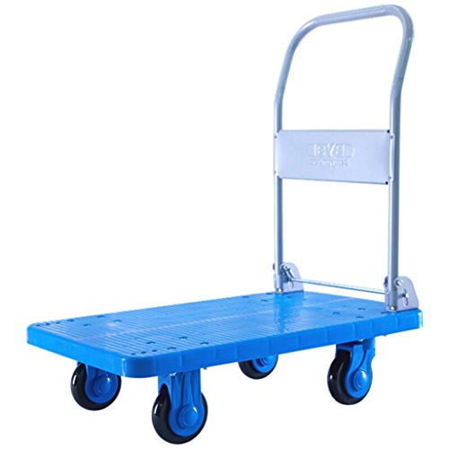 BJL-Hang Truck Utility Vehicle Plastic Van Medium 80x50cm Trolley Hand Truck Blue Flatbed Folding Trolleys Load 250KG OYO (Color : Blue)