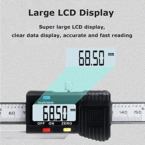 Digital Elevation Marker with Measuring Height 150mm, Magnetic Feet, Millimeter/Inch Conversion, Stainless Steel Base, Depth Gauge Measuring Gauge for Marking On Workpieces