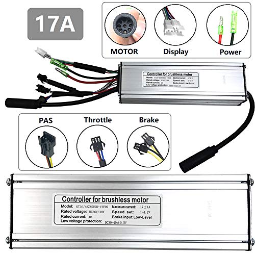 DAKR Motor Controller, 17A 36V/48V No Vibration Professional E Bike Conversion Accessories for Electric Bike Speed Control