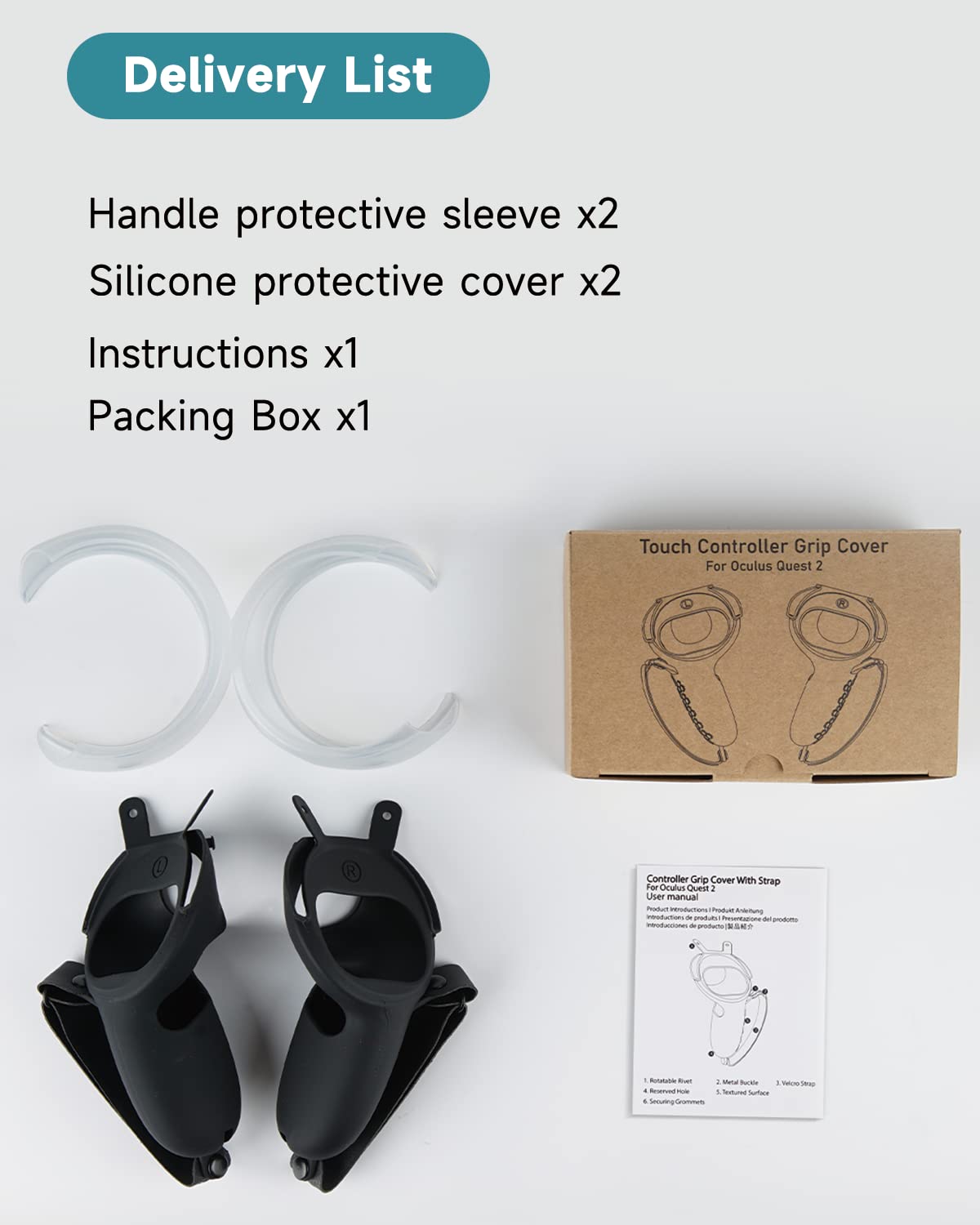 Controller Grips Compatible with Oculus Quest 2 Accessories, OKAYCAT Quest 2 Hand Strap Soft Anti-Slip Silicone Grip Cover, Controller Straps for Meta Quest 2 with Adjustable Knuckle Straps