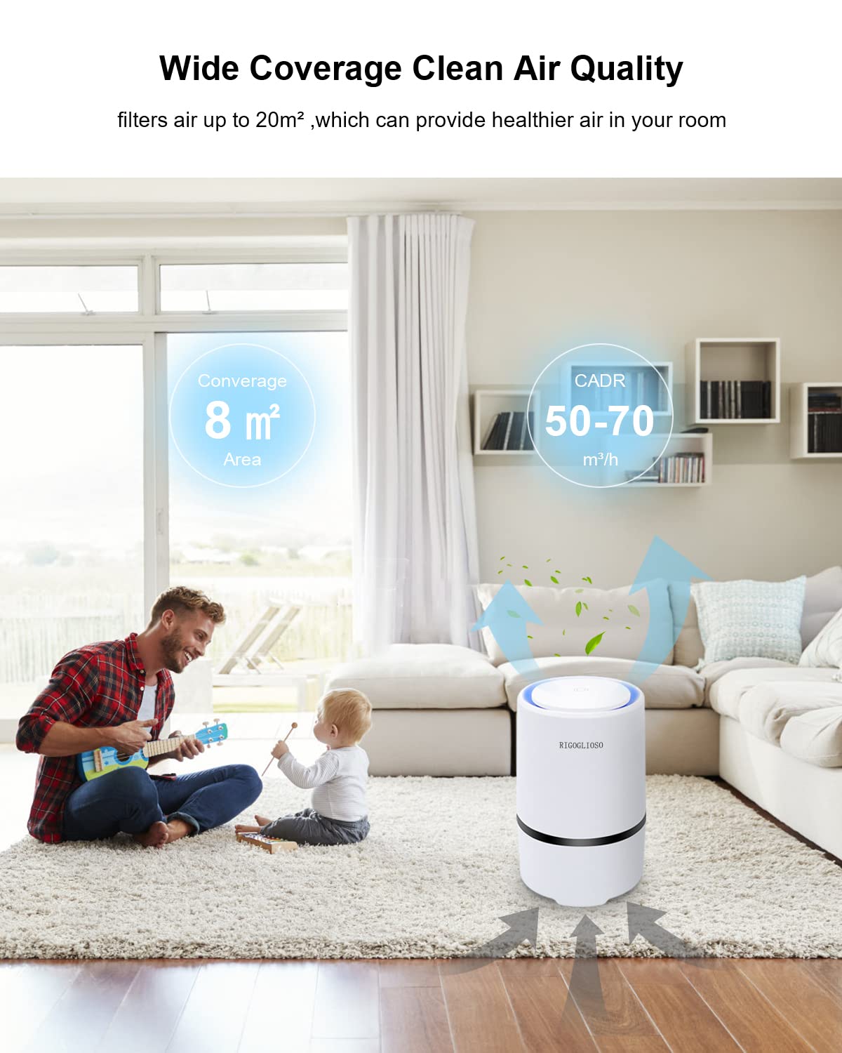RIGOGLIOSO Portable Air Purifier,Air lonizer,USB Air Cleaner, True Hepa Homes Air Purifier Replacement Filter, Models GL2103/SY900S Filter