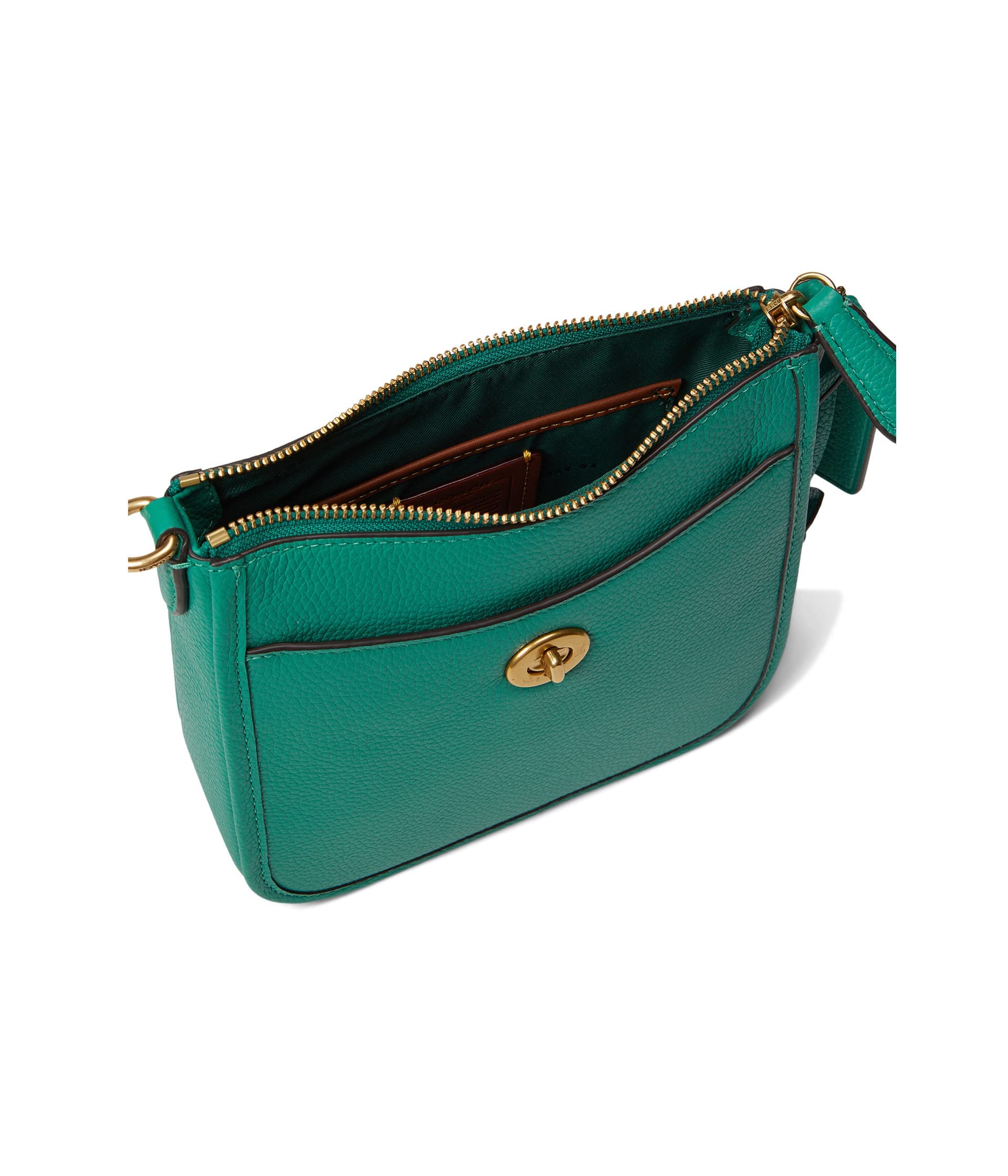 COACH Polished Pebble Leather Chaise Crossbody 19 Bright Green One Size