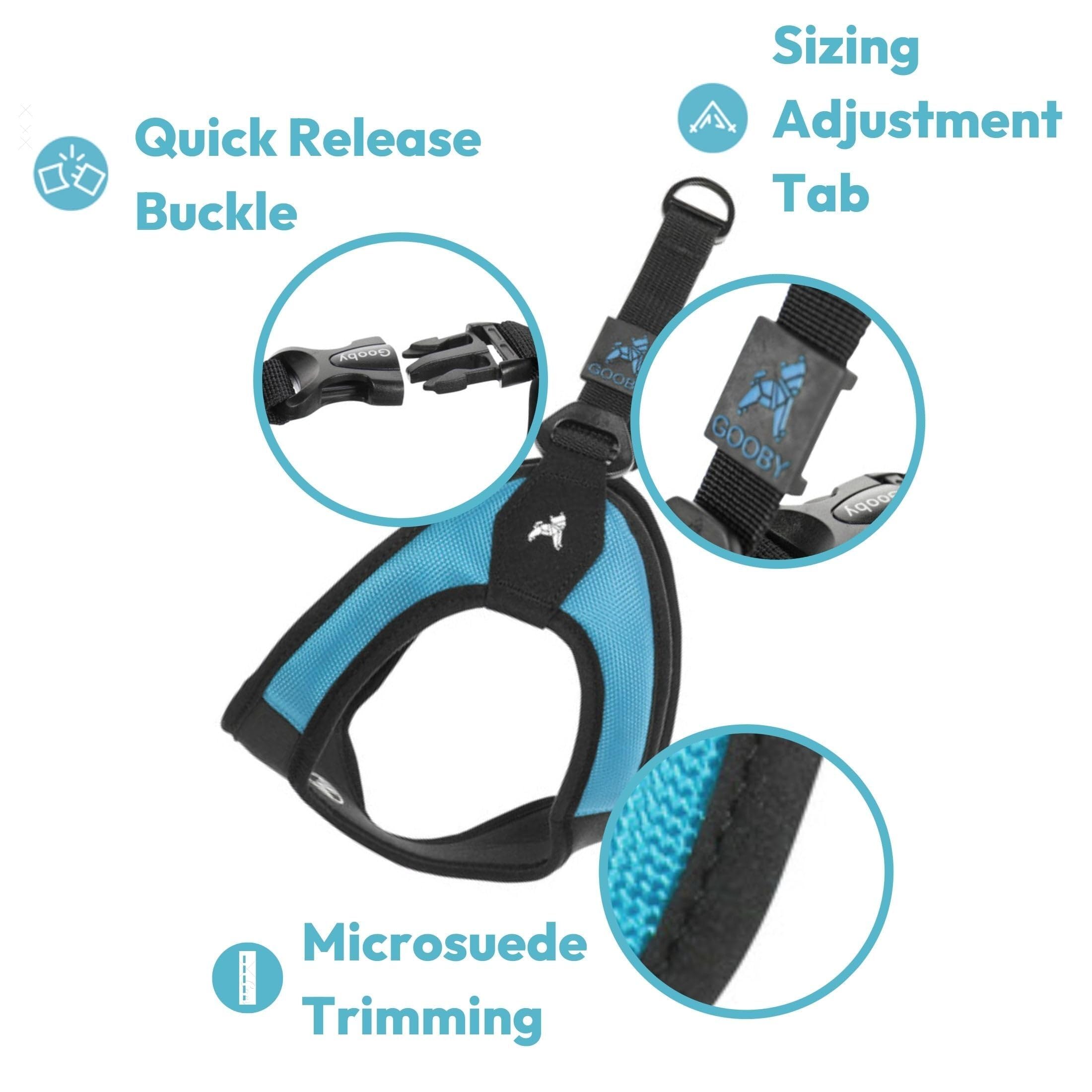 Gooby Turquoise X-Small Easy Fit Harness - No Pull Patented Design for Small Dogs with Quick Release Buckle
