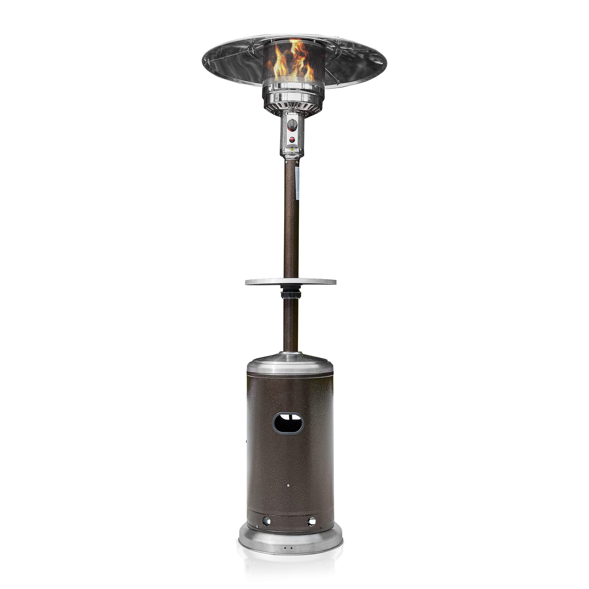 BELLEZE 48,000 BTU Outdoor Propane Heaters for Patio, CSA Certified Outdoor Heaters with Safety Auto Shut Off Valve, Piezo Ignition System, Wheels for Portable Mobility, Hammer Finished - Bronze