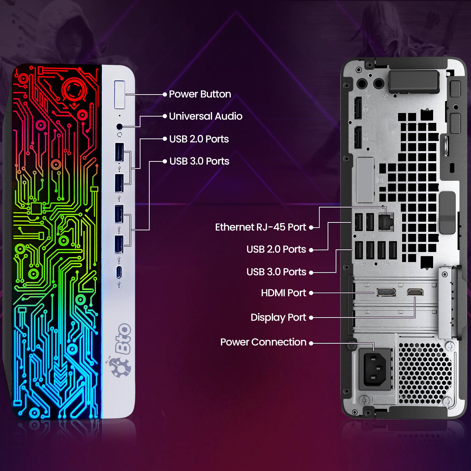 BTO RGB Prebuilt Gaming PC Desktop - Intel Core i5 7th Gen, 32GB DDR4 Ram, 1TB SSD, AMD Radeon RX - 550 4GB GDDR5 Graphics Card, Windows 10 Pro, Computer Tower for PC Gaming, HDMI, DP (Renewed)