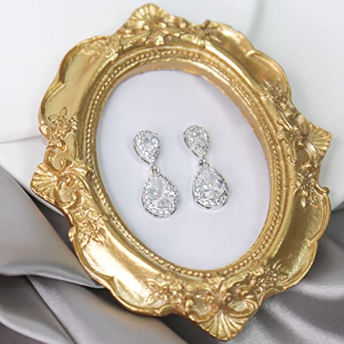 BEMDOFIG 1 Pairs Silver Dangle Wedding Earrings for Bridesmaids,Rhinestone Costume Jewelry for Women
