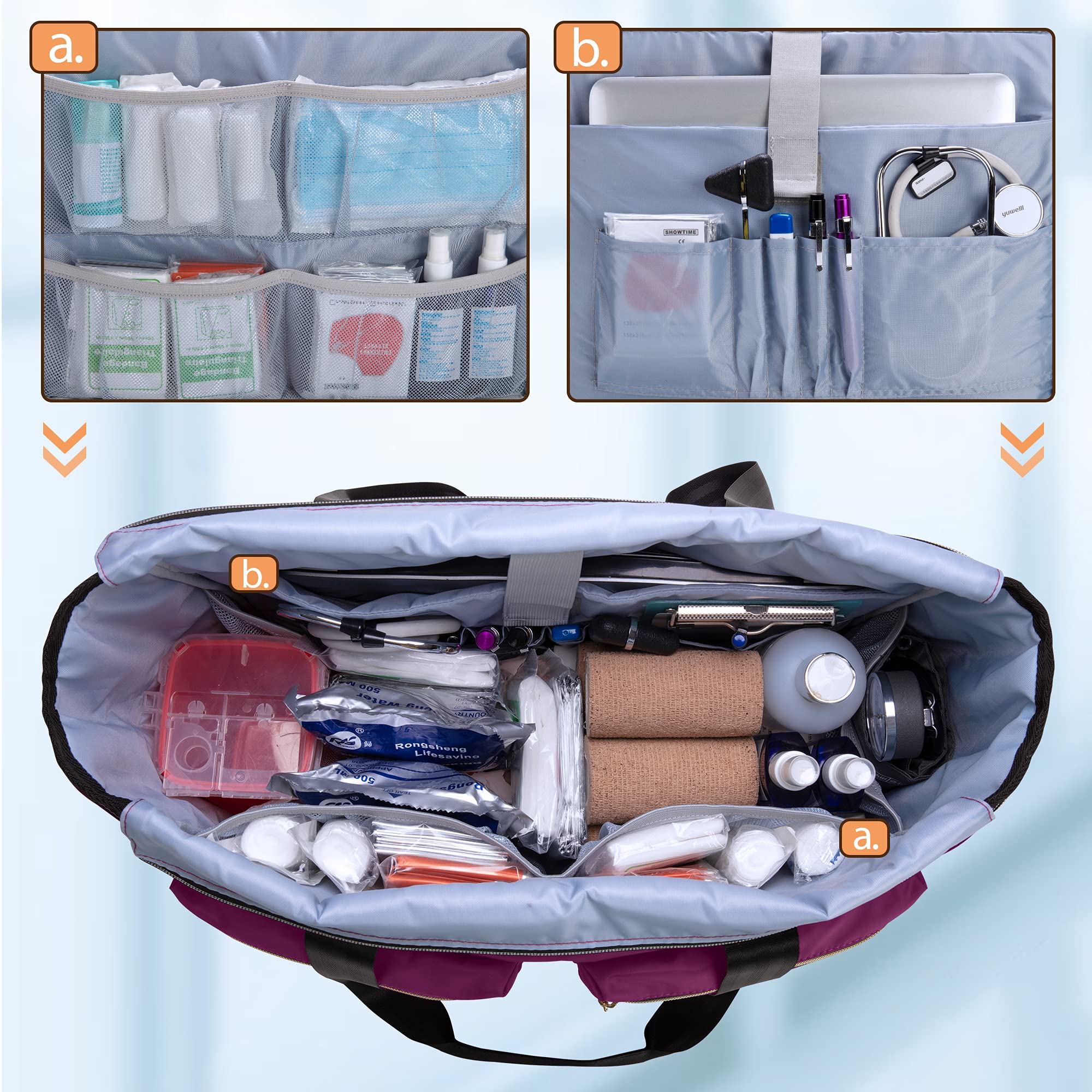 Damero Nurse Bag with Protective Stethoscope Case, Nurse Tote Bag with Stethoscope Carrying Case for Home Health Care, School, Work