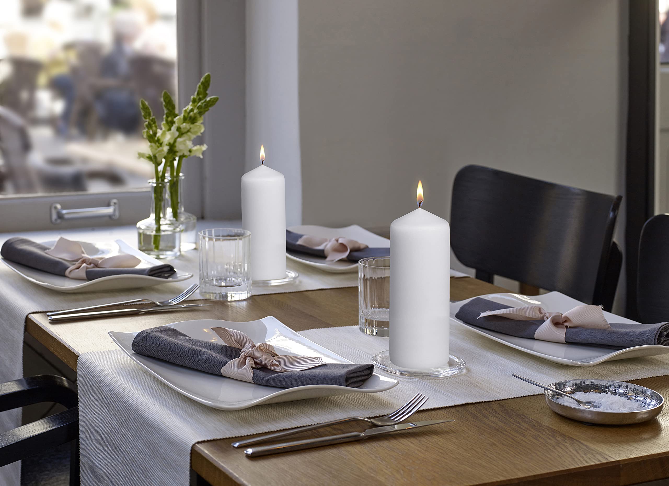 BOLSIUS 10 White Pillar Candles - 2.25 x 4.75 Inches - Premium European Quality - Individually Wrapped - 33 Hours Burn Time - Dripless Smokeless Unscented Dinner, Wedding, Party, & Restaurant Candles
