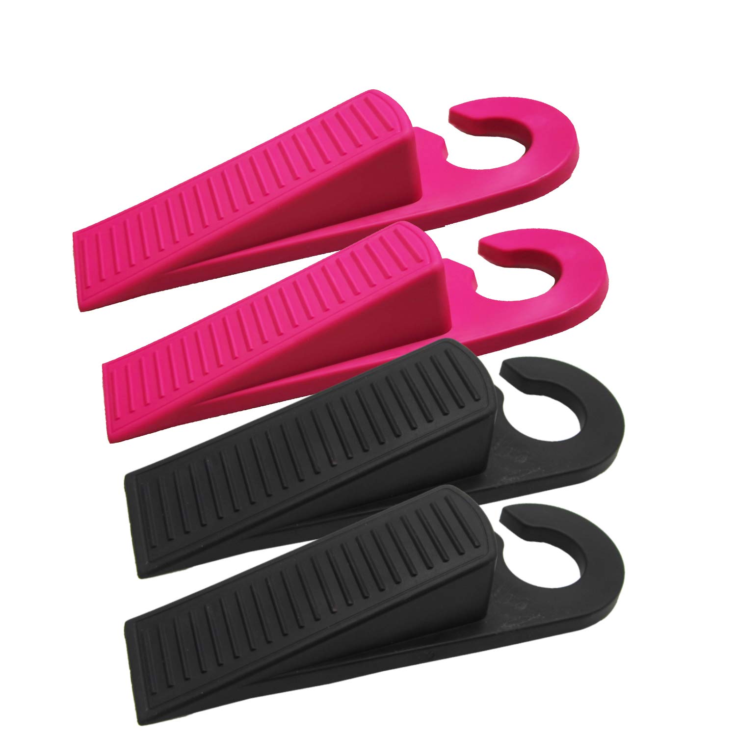 Black and Pink Door Stopper 4 Pack Heavy Duty Multi Surface Anti Slippery Non Scratching on Floor Flexible Design Door Holder Suitable for Clearance Height Less Than 1 inch