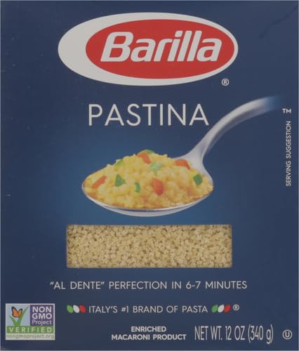 Barilla Pastina Pasta, 12 oz. Box - Non-GMO Pasta Made with Durum Wheat Semolina - Kosher Certified Pasta