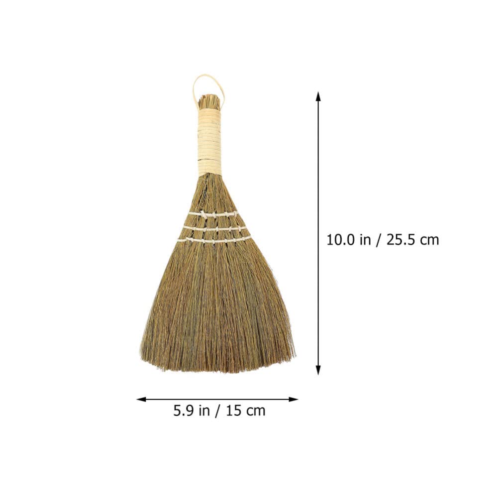 HEMOTON Whisk Broom Hand Broom Soft Natural Bristles Small Whisk Broom Desk Cleaning Brush for Indoor Outdoor
