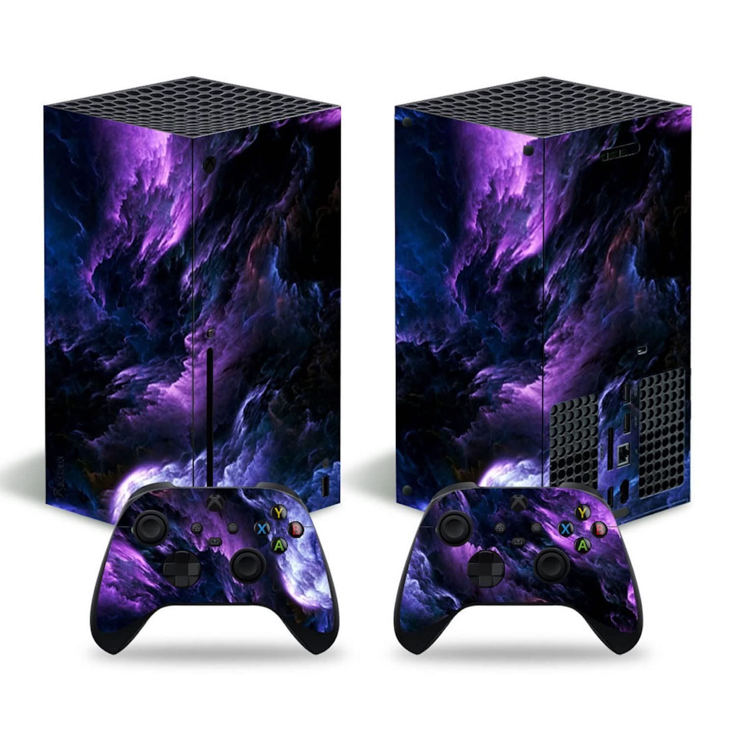 CENSTEEL Xbox Series X Skins Wrap Sticker with Two Free Wireless Controller Decals, Whole Body Protective Vinyl Skin Decal Cover for Microsoft Xbox Series X Console - Purple Universe