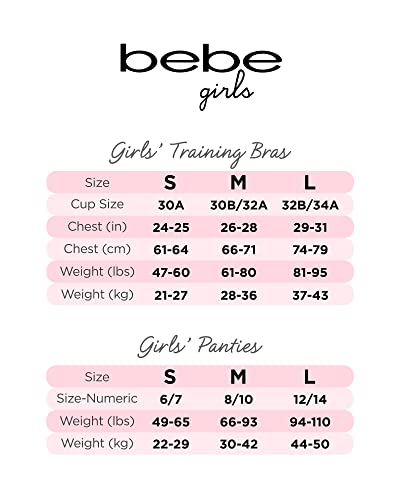bebe Girls' Underwear Set - Seamless Cami Training Bra and Matching Panties (8 Piece), Size Medium, Tie Dye Hearts