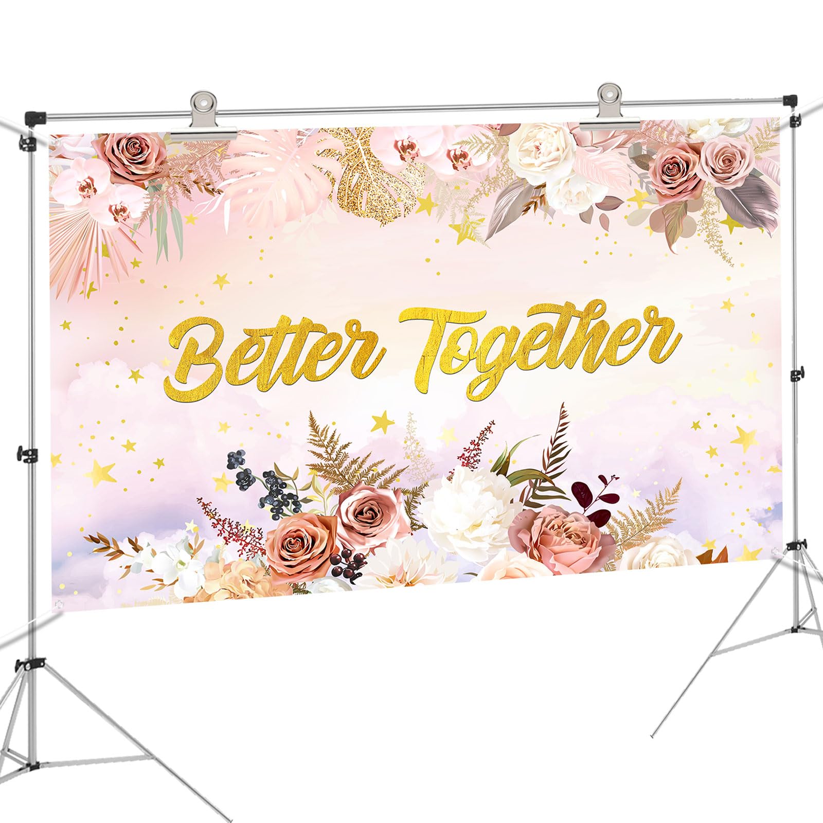 Dill-Dall Better Together Backdrop, Bridal Shower Party Decorations Banner Floral Pampas Grass She Said Yes Just Engaged Engagement Photography Background Supplies, 6x4ft