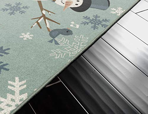 Brumlow MILLS Snowman Songs Holiday Decorative Christmas Celebration Area Rug for Front Door, Entryway, Kitchen or Bedroom Mat, 2'6" x 3'10", Teal