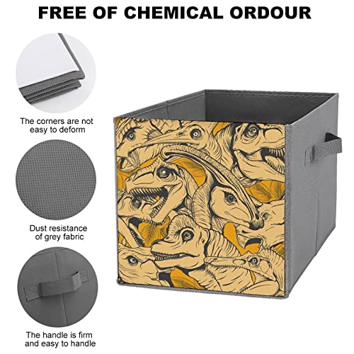 Dinosaurs Cartoon Collection Canvas Collapsible Storage Bins Cube Organizer Baskets with Handles for Home Office Car