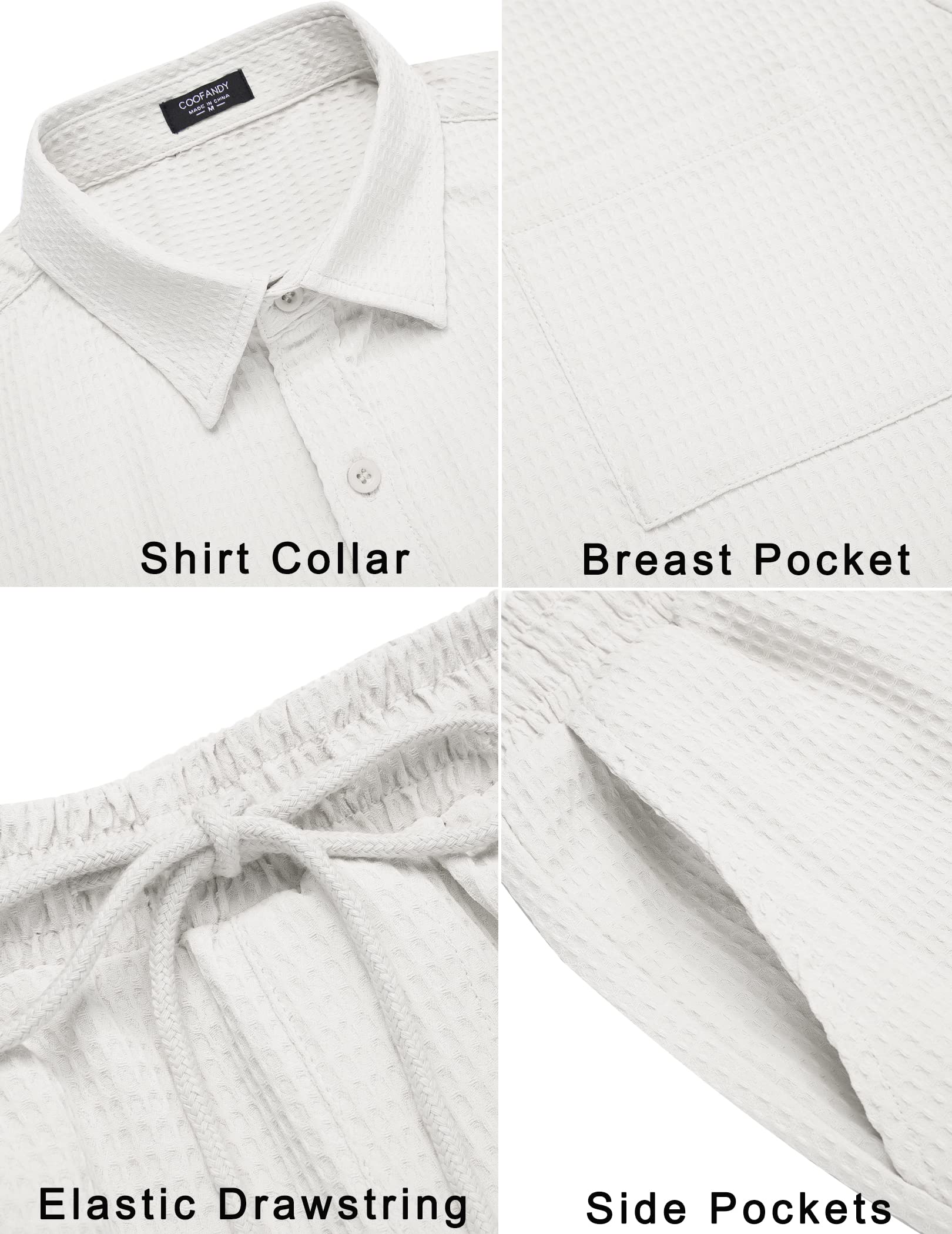 COOFANDY Men's Short Set 2 Piece Outfits Button Down Shirt Set 2 Piece Holidays