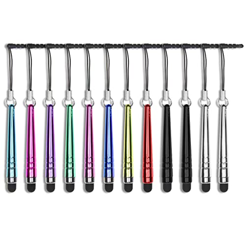Stylus Pen Bundle 12 Pack/Short Stylus Pens with 3.5mm Jack Connector - Compatible with All Capacitive Touchscreen Devices - for iPad, iPhone, Samsung Phones, Tablets, Android Tablets and More